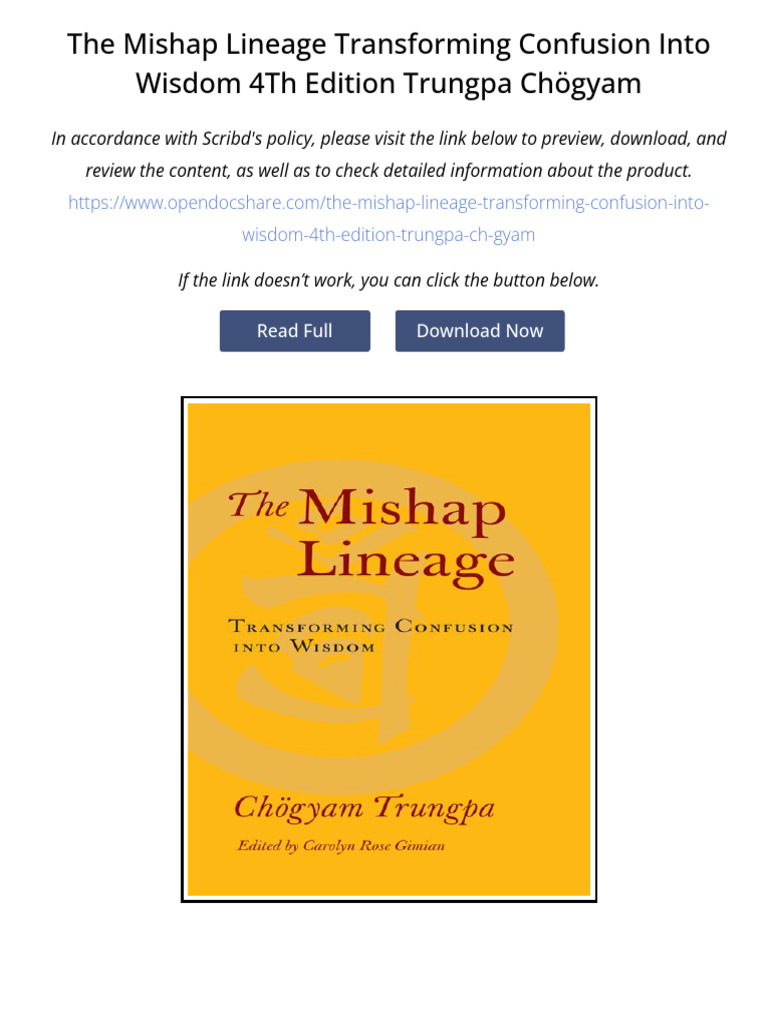The Mishap Lineage Transforming Confusion into Wisdom 4th Edition ...