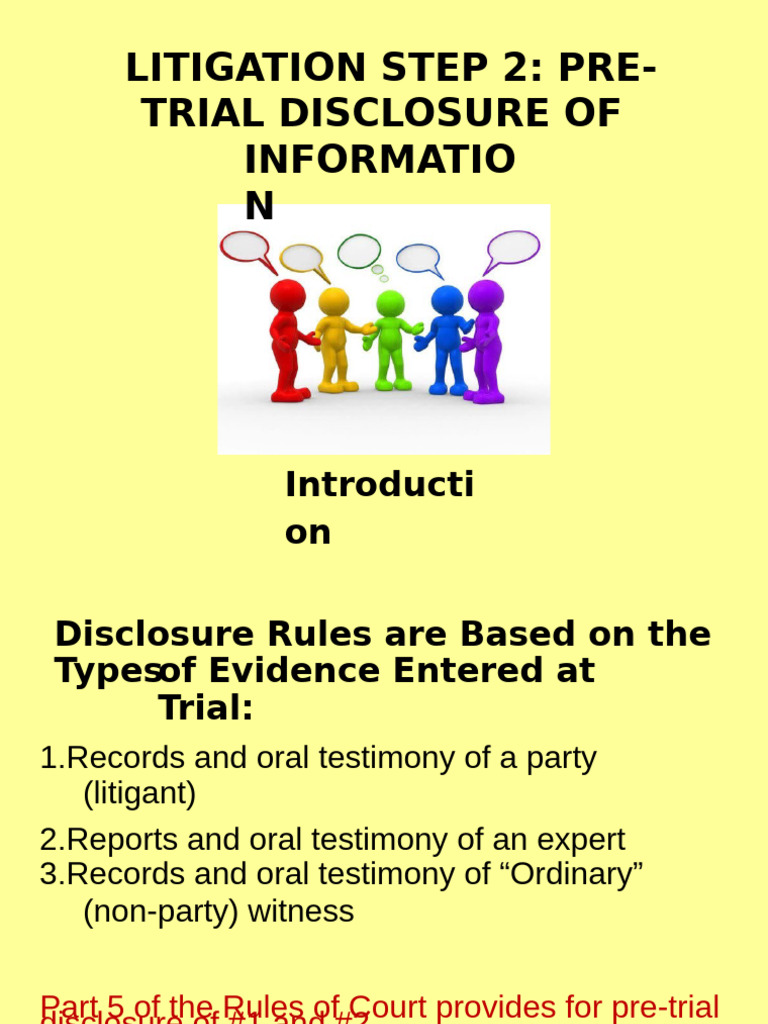 Pre-Trial Disclosure in Litigation Process | PDF | Discovery (Law ...