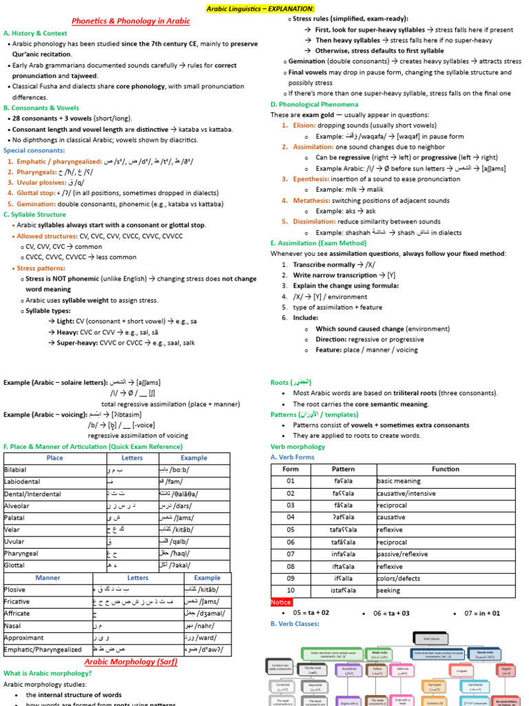 Arabic Phonetics and Morphology Overview | PDF | Syllable | Arabic