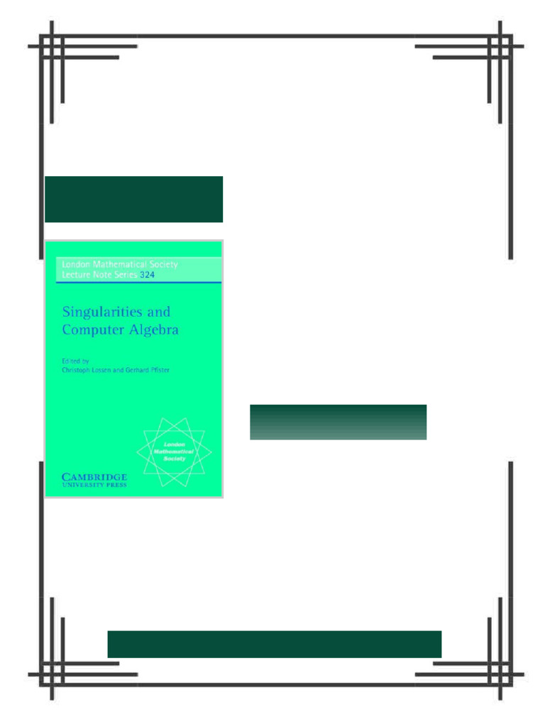Singularities and computer algebra 1st Edition Christoph Lossen ebook ...