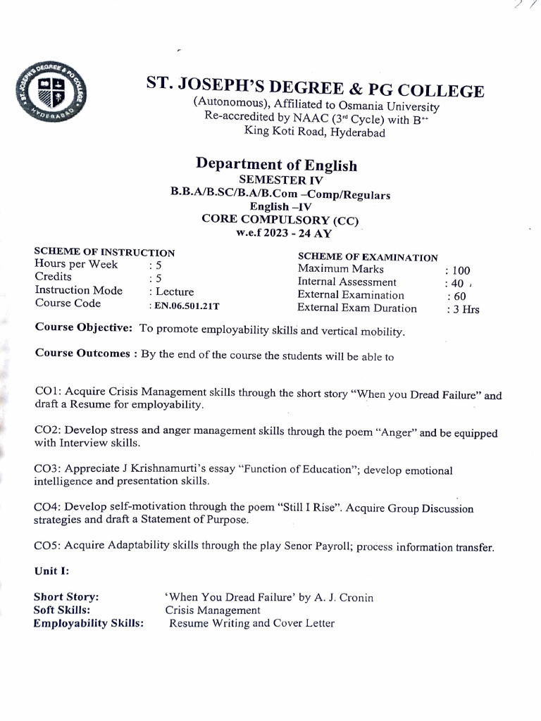 General English IV Syllabus | PDF