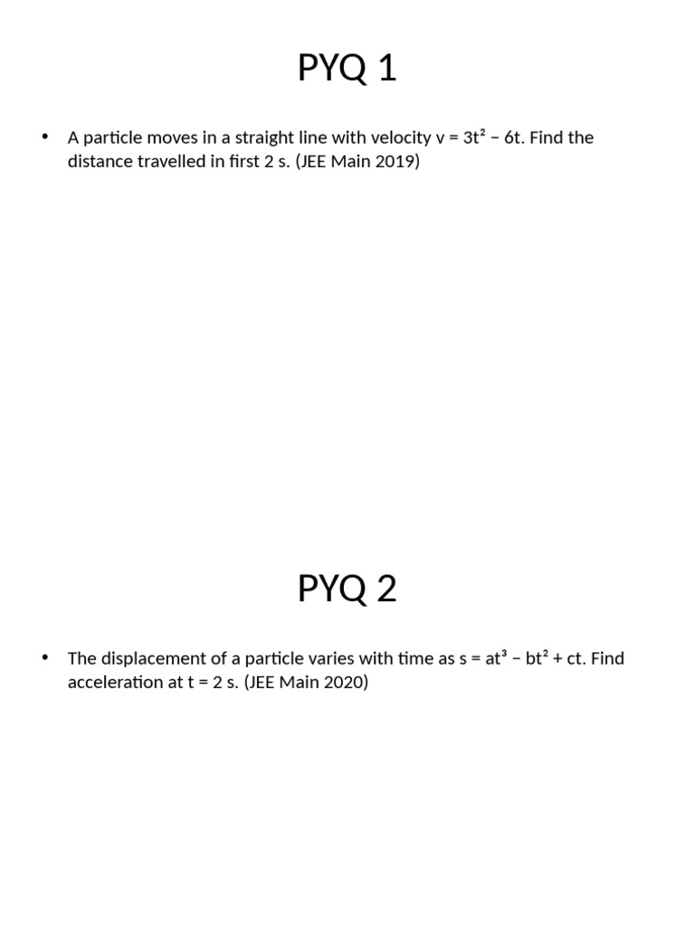 Motion_in_Straight_Line_Actual_JEE_Main_PYQ_25Q | PDF | Acceleration ...