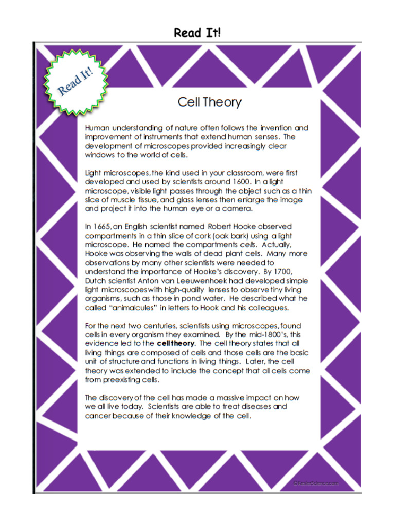 Interactive Cell Theory Exploration | PDF