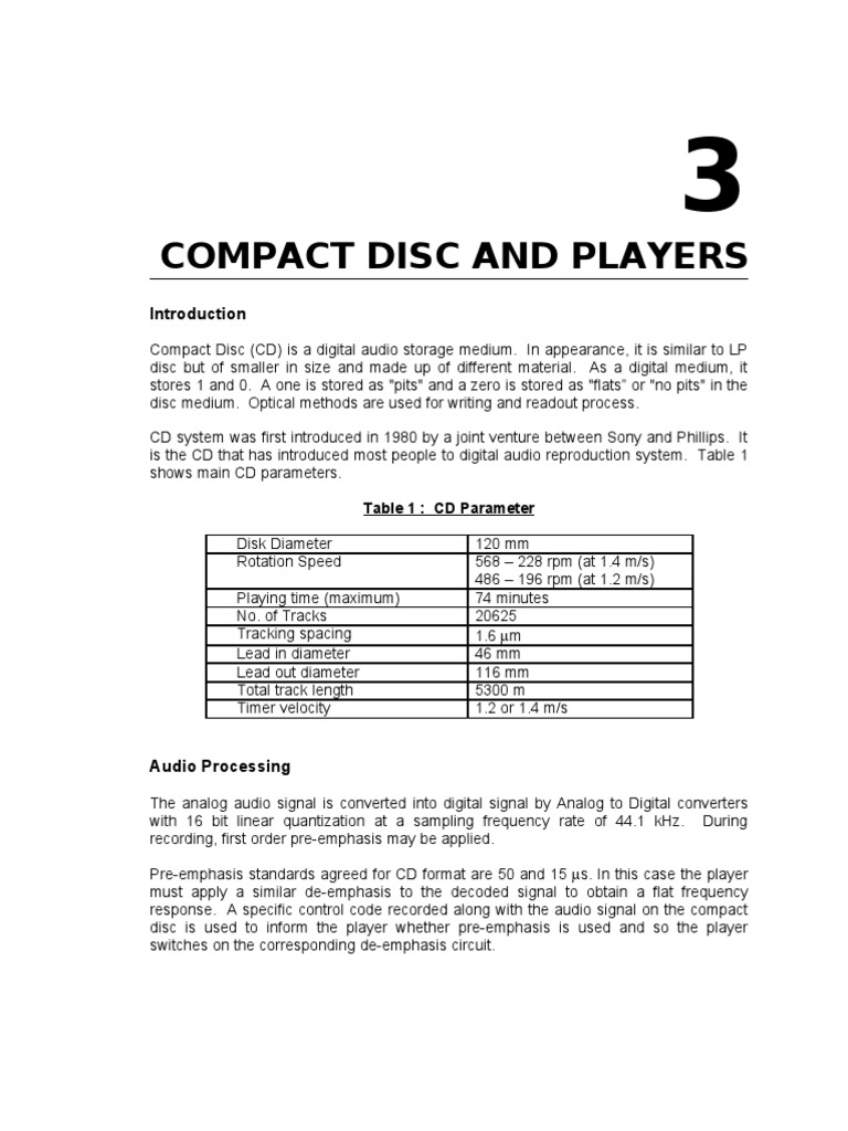03 - Compact Disk and Players | PDF | Compact Disc | Poly(Methyl ...