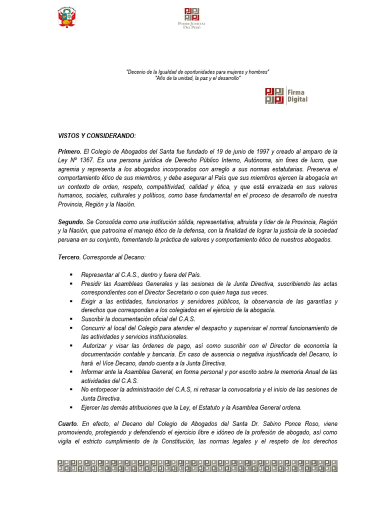 Rs 04 - Reconcoer y Felicitar Al Cas | PDF | Colegio de Abogados | Gobierno