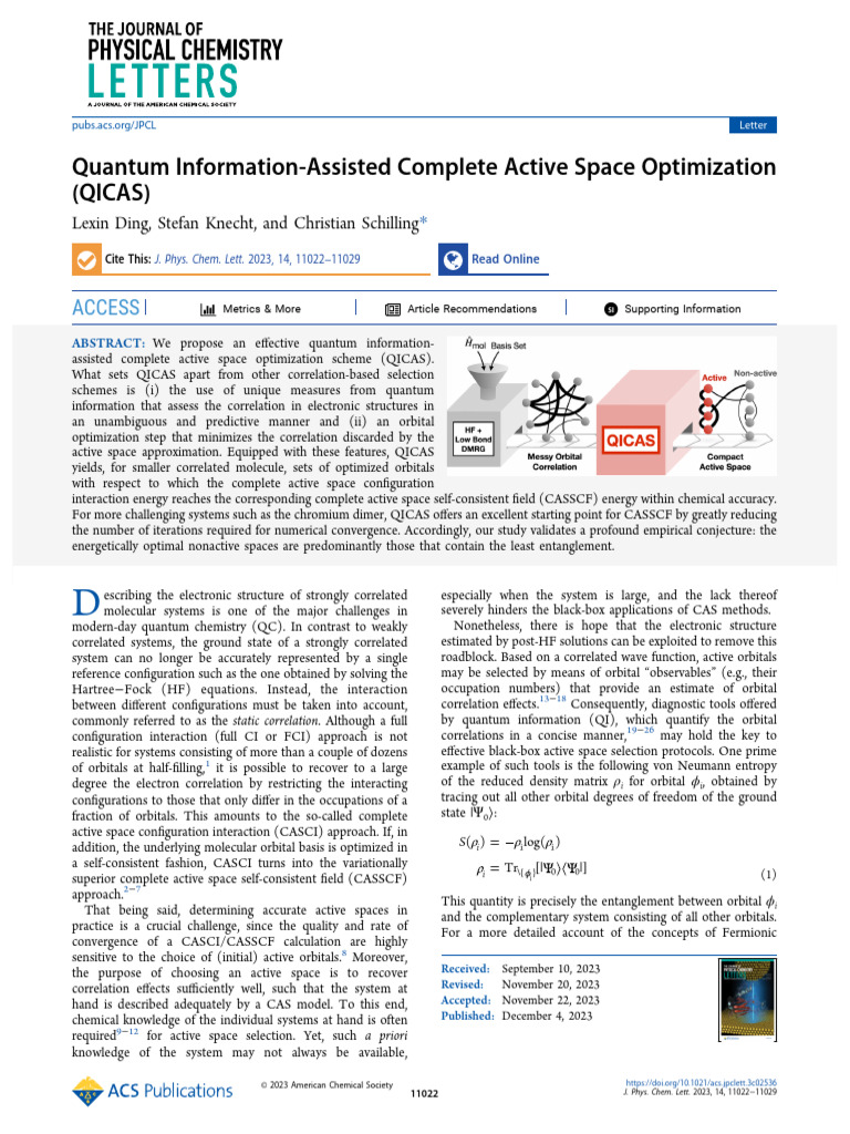 Quantum Information for Active Space Optimization | PDF | Quantum ...