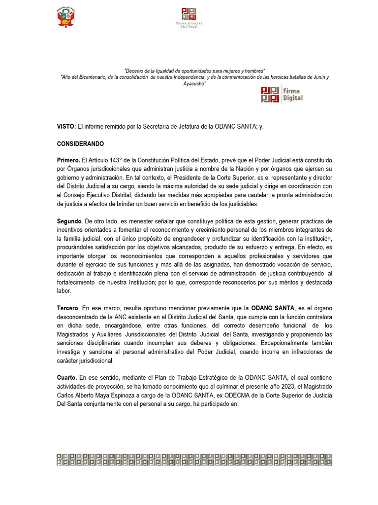 Rs 31- Reconocer y Felicitar Al Juez de La Odanc | PDF | Judicaturas ...