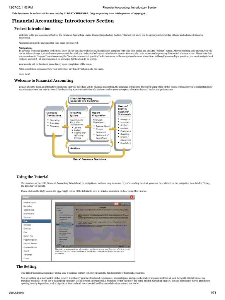 Financial Accounting Course Pretest Guide | PDF | Balance Sheet ...