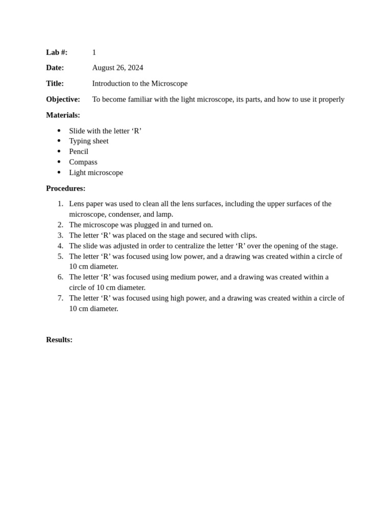 Microscope Lab: Observing Letter 'R' | PDF | Applied And ...