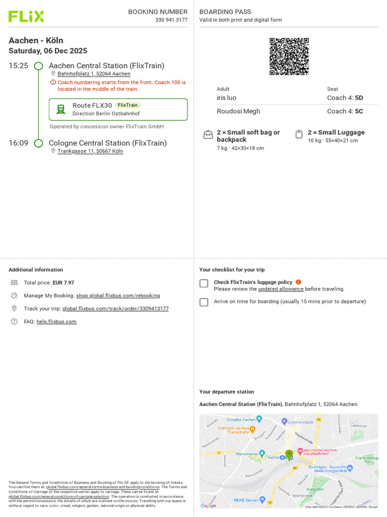 Boarding Pass Aachen Cologne 3309413177 | PDF | Rail Transport | High ...