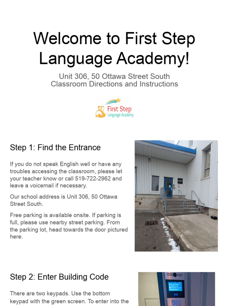 Classroom Access Instructions at First Step | PDF