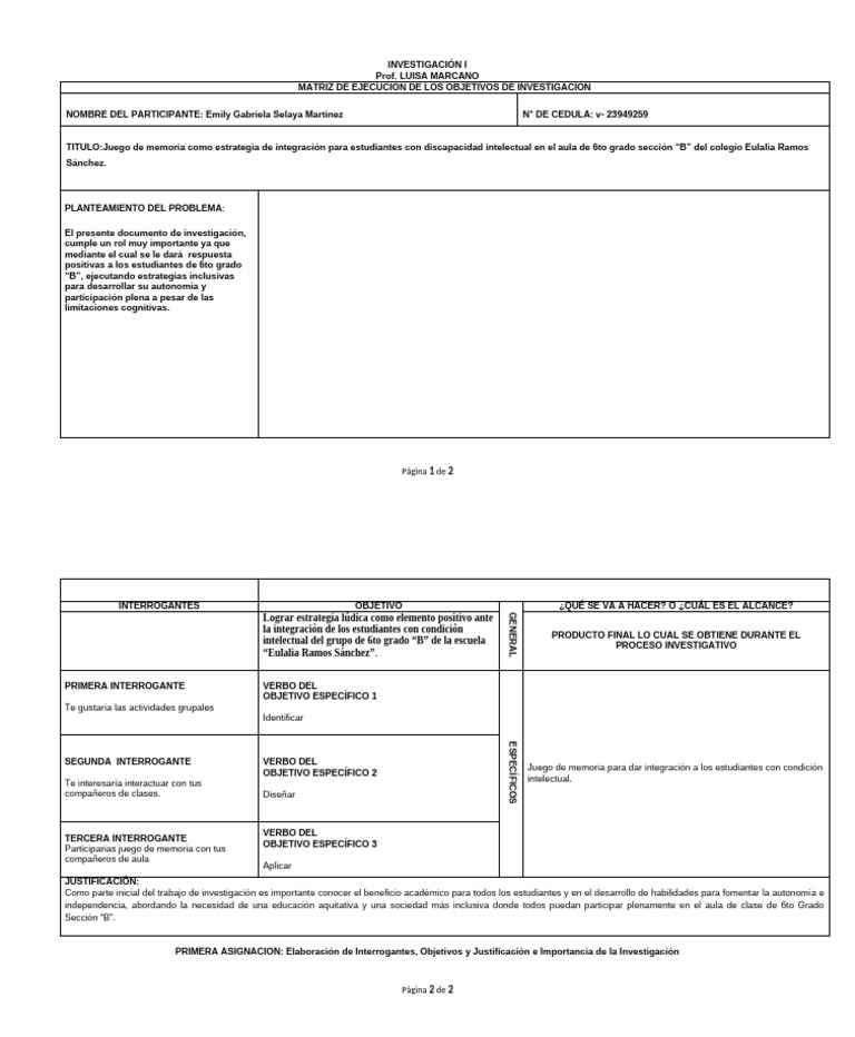 Matriz de Emily | PDF | Cognición | Aprendizaje