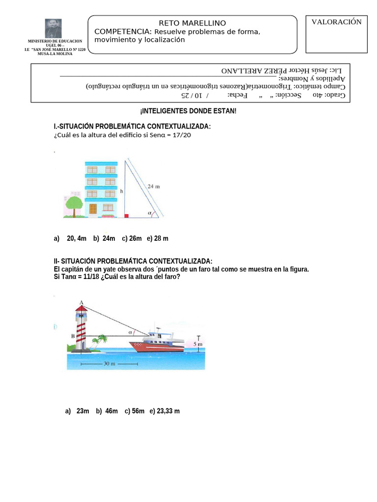 1 4to Practica Problemas Trigonometria | PDF