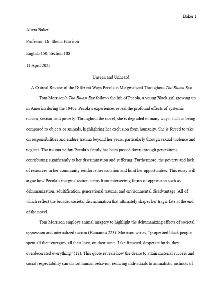 Alivia Baker Final Essay | PDF | Social Psychology | Behavioural Sciences