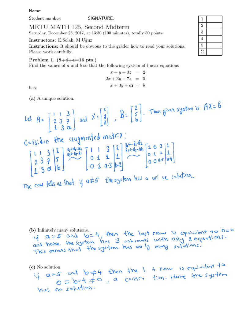Math 125 2017-1 MidTerm-2 Solutions | PDF