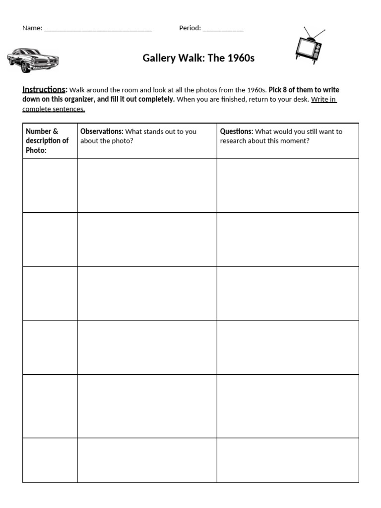 1960s Gallery Walk Activity Guide | PDF