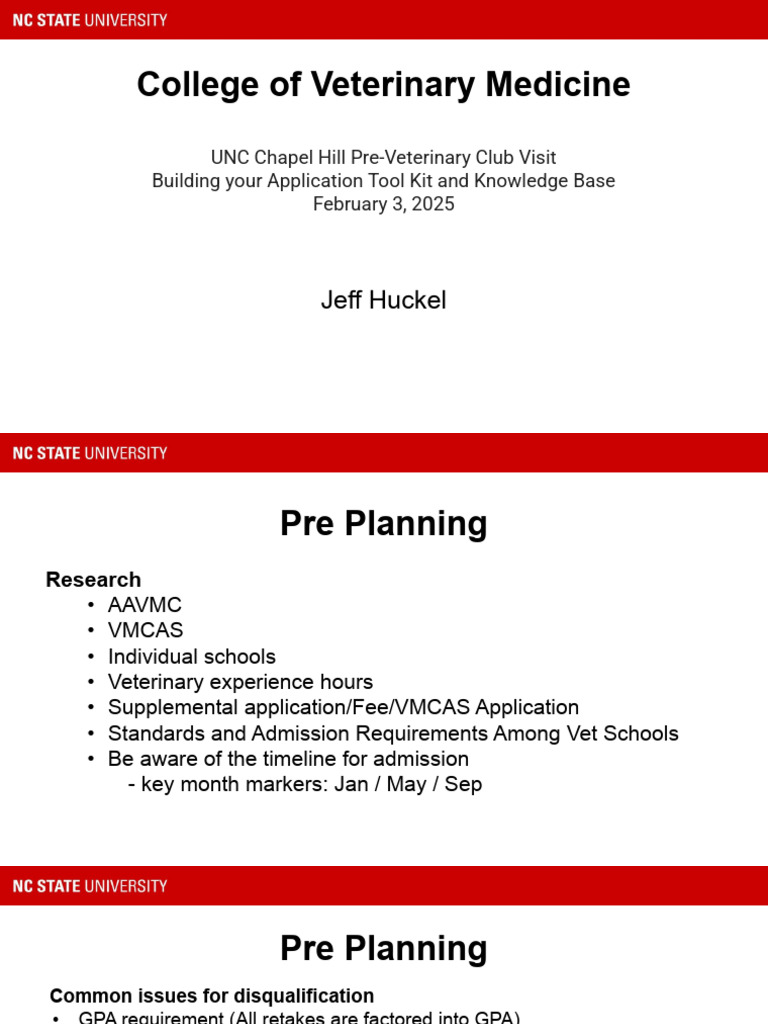 Pre-Vet Application Guide for NC State | PDF