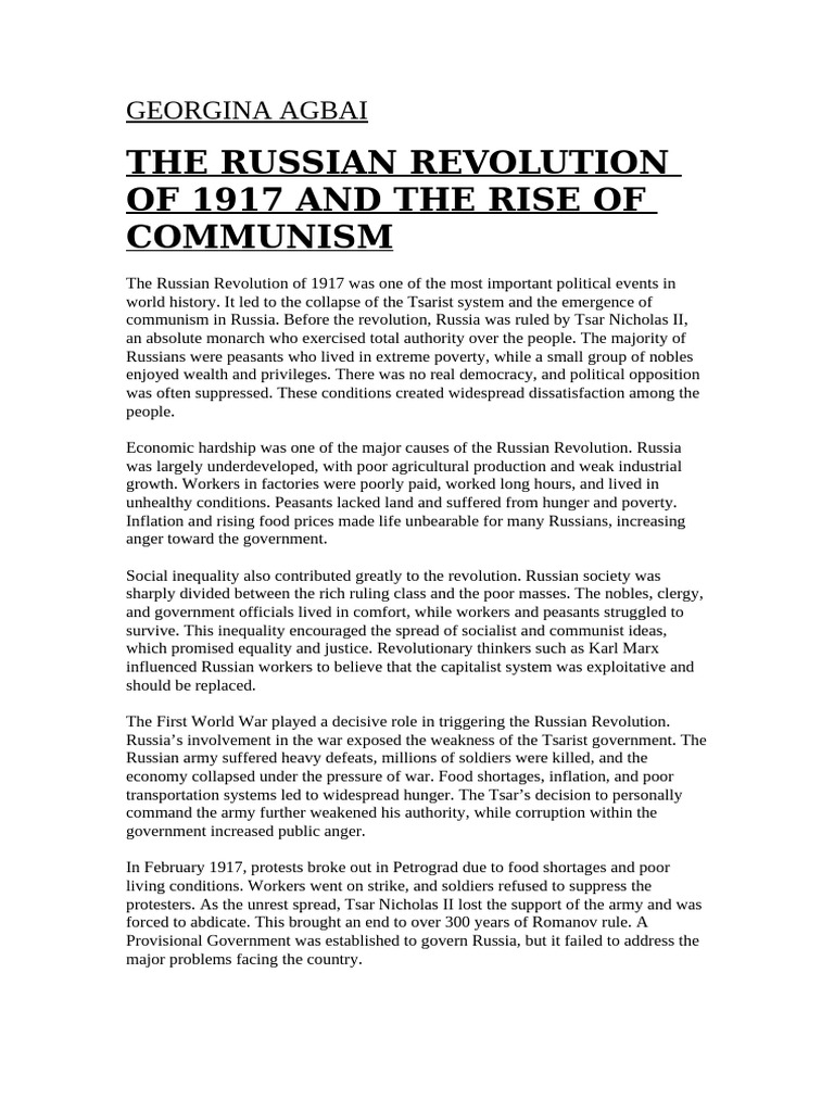 1917 Russian Revolution and Communism Rise | PDF | Russian Revolution ...