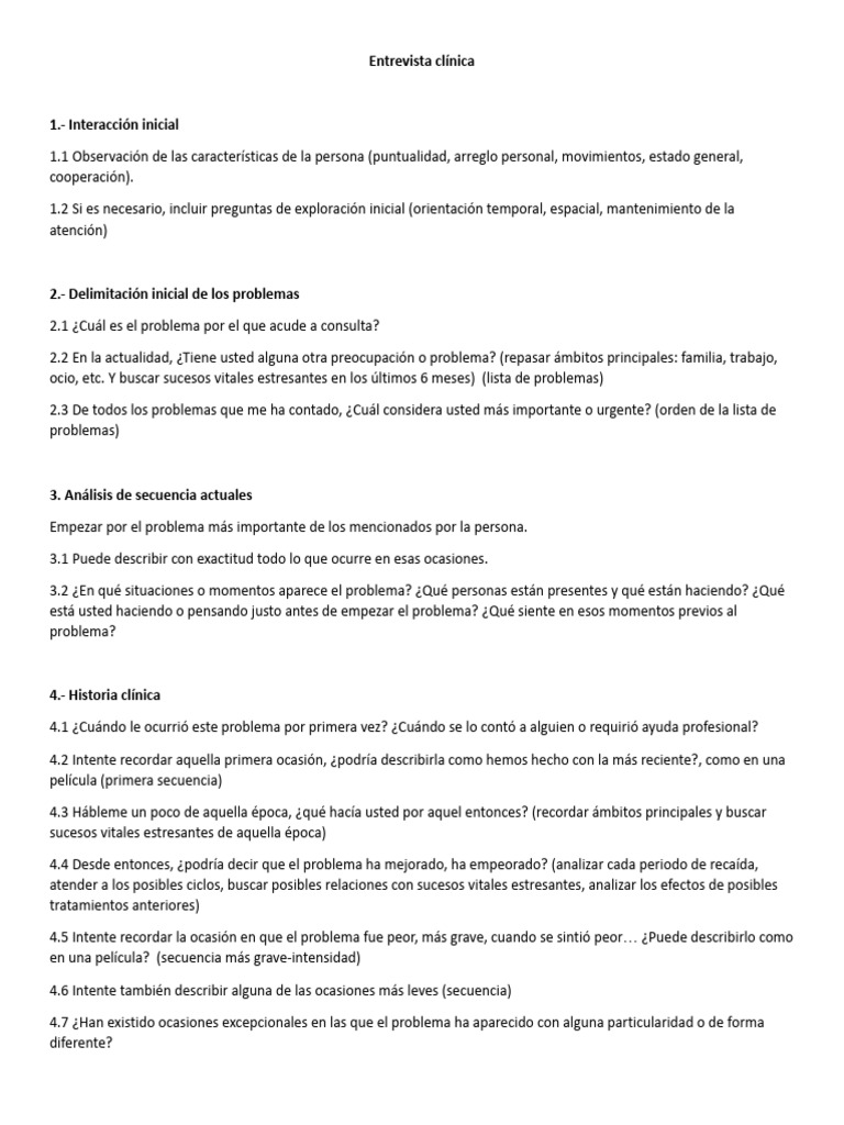 Guía de Entrevista Clínica de Manuel Muñoz (1) | PDF