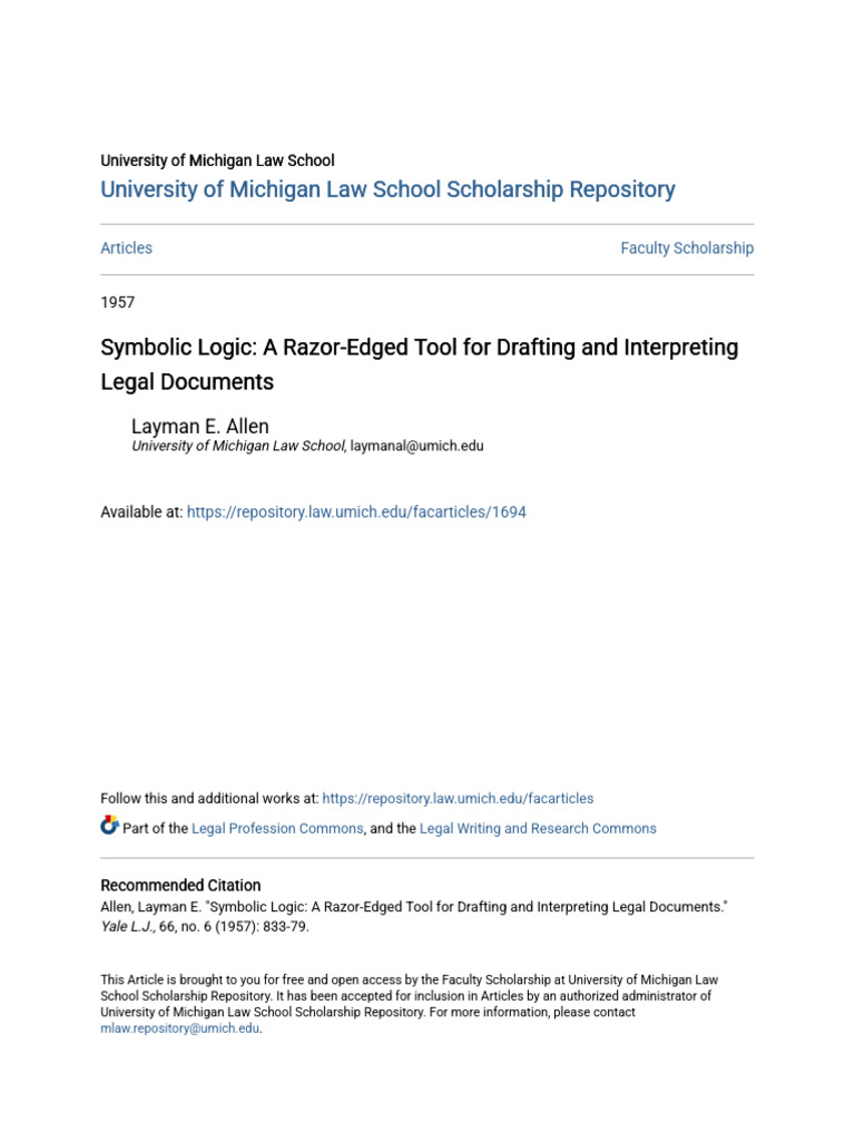 Symbolic Logic for Legal Drafting | PDF | Logic | Logical Consequence