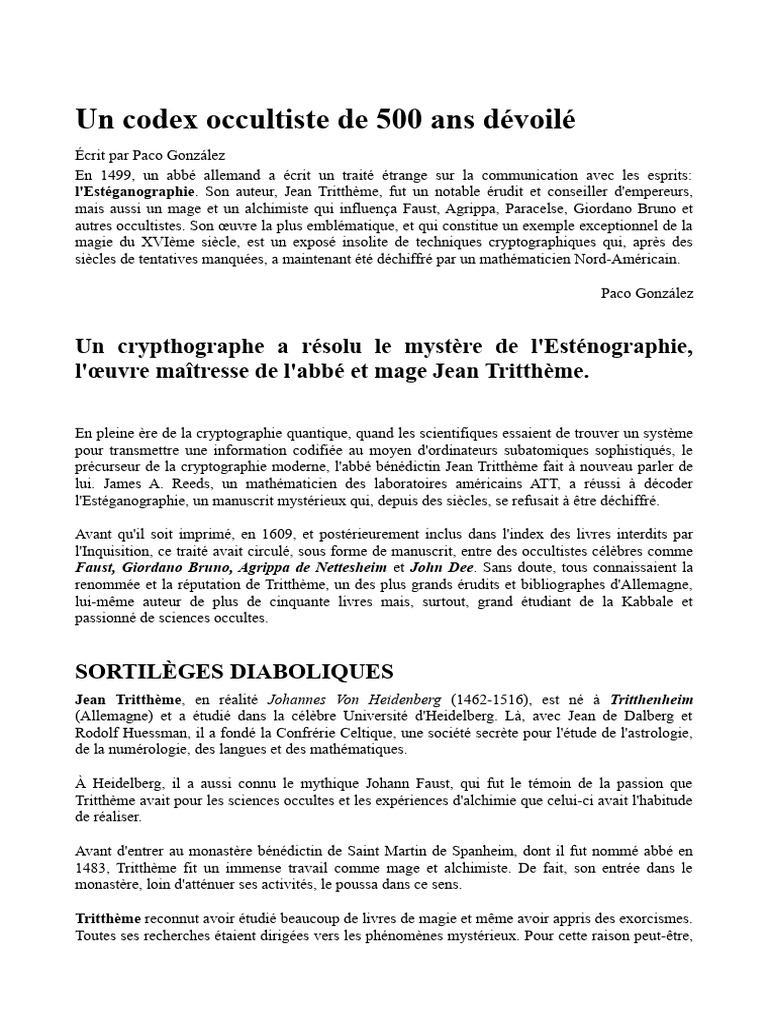 Un Codex Occultiste de 500 Ans Dévoilé | PDF | Occulte | Cryptage