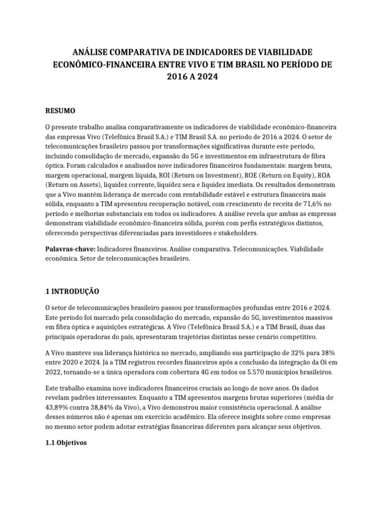 Analise Comparativa Vivo Tim Abnt Corrigida Completa | PDF ...