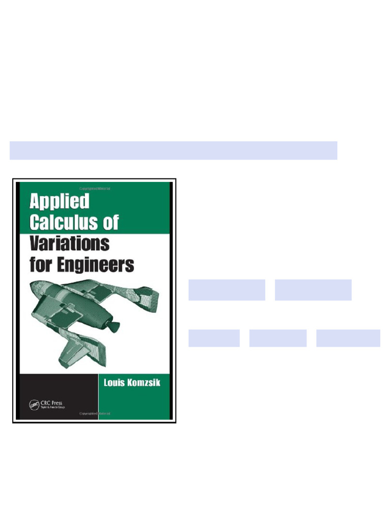 (Ebook) Applied Calculus of Variations for Engineers by Louis Komzsik ...
