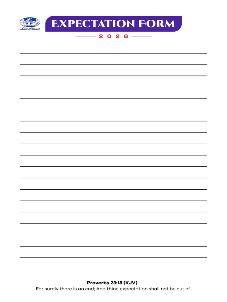 Salvation Ministries 2026 Expectation Form | PDF