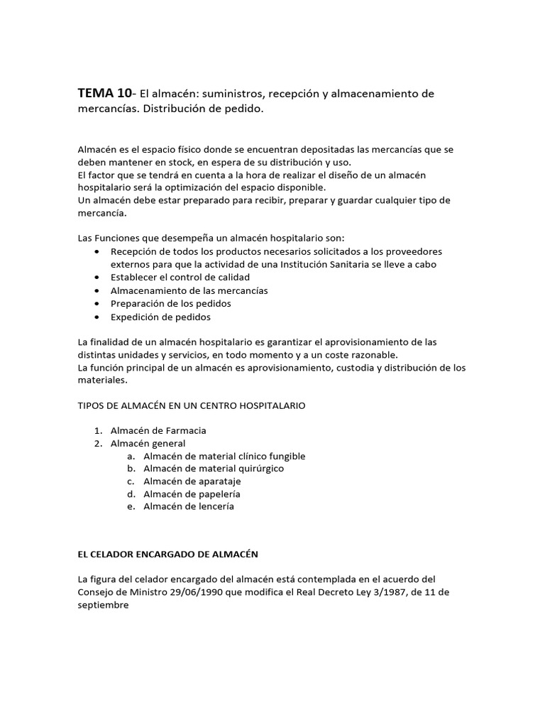 Osa Opecel24 Tema 10 | PDF | Almacén | Hospital