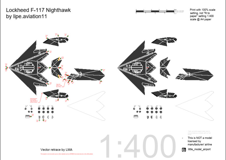Lockheed F-117 Nighthawk Model Instructions | PDF | Aerospace Companies ...