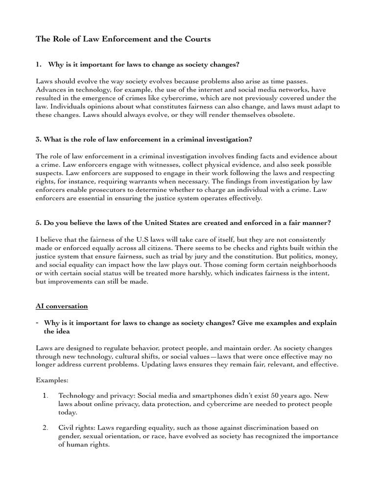The Role of Law Enforcement and the Courts | PDF | Crimes | Crime ...