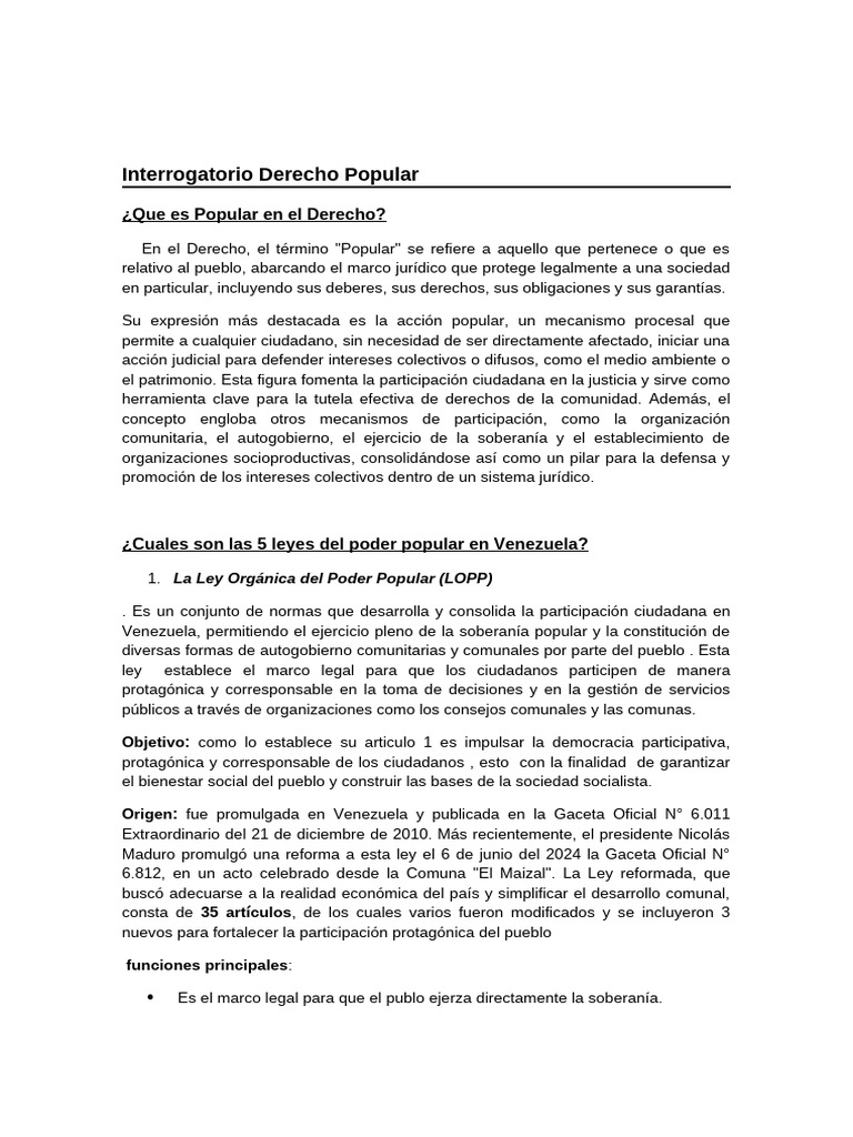 Leyes del Poder Popular en Venezuela | PDF | Administración Pública ...