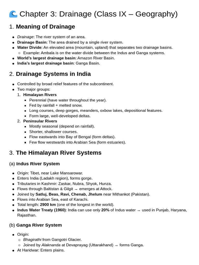 Understanding India's Drainage Systems | PDF | Indus River | Bodies Of ...