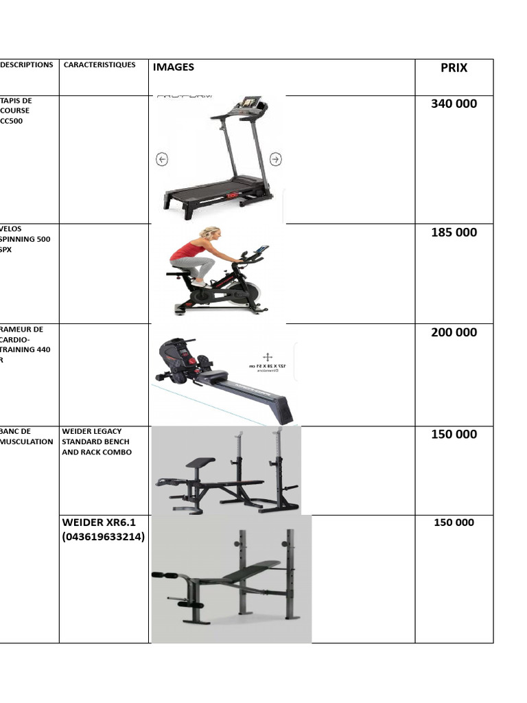 Fitness Equipment Price List | PDF