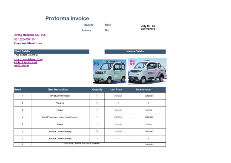 About+Electric+Vehicles+HK SK+and+HK F6+Swedish+Stockholm+Proforma ...