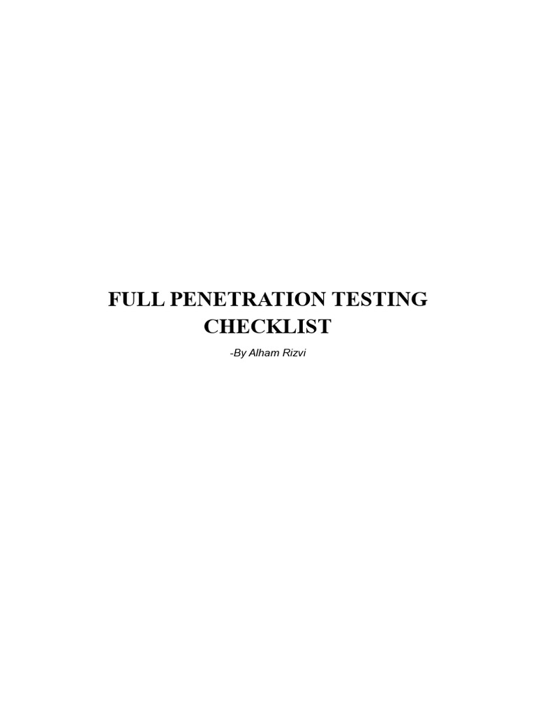 Full Penetration Testing Checklist | PDF | File Transfer Protocol ...