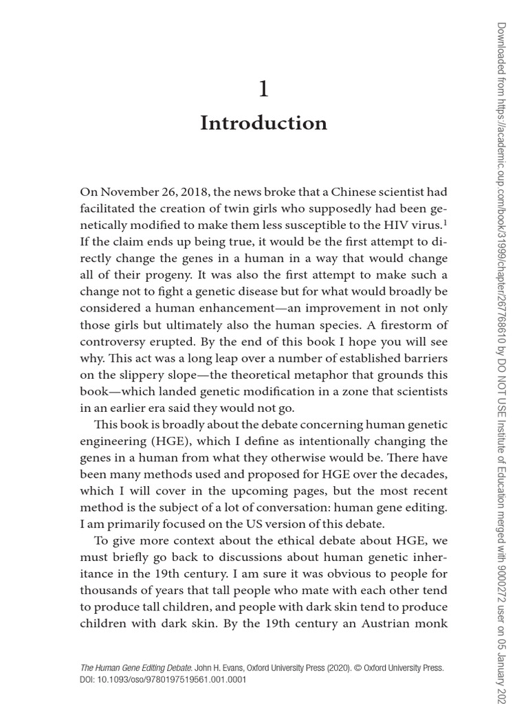 The Human Gene Editing Debate chapter 1 | PDF | Eugenics | Bioethics