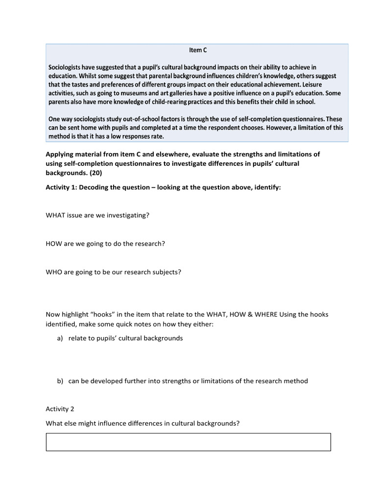 Worksheet to Accompany Mic Online Lesson 2 | PDF | Questionnaire ...