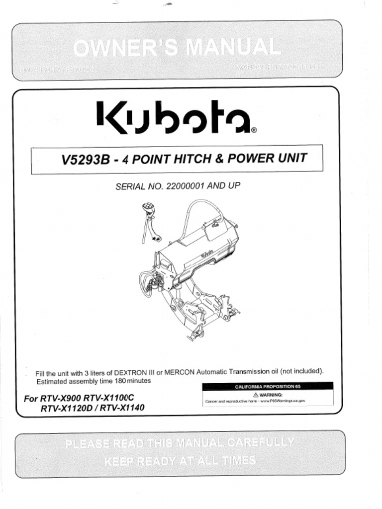 V5293B 4 Point Hitch & Power Unit Owners Manual | PDF