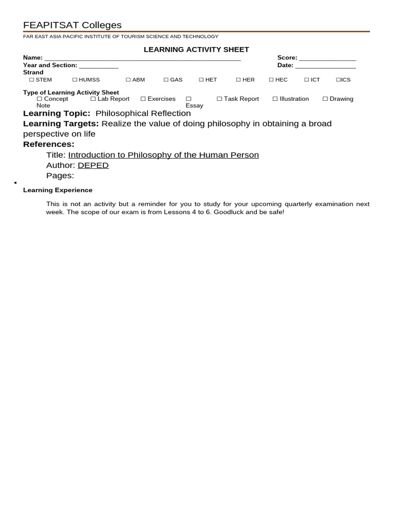 FEAPITSAT Philosophy Study Guide | PDF