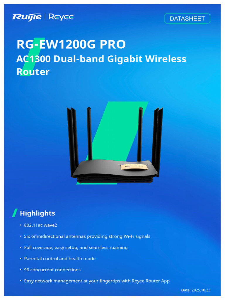 RG-EW1200G PRO Dual-Band Router Specs | PDF | Ieee 802.11 | Wi Fi