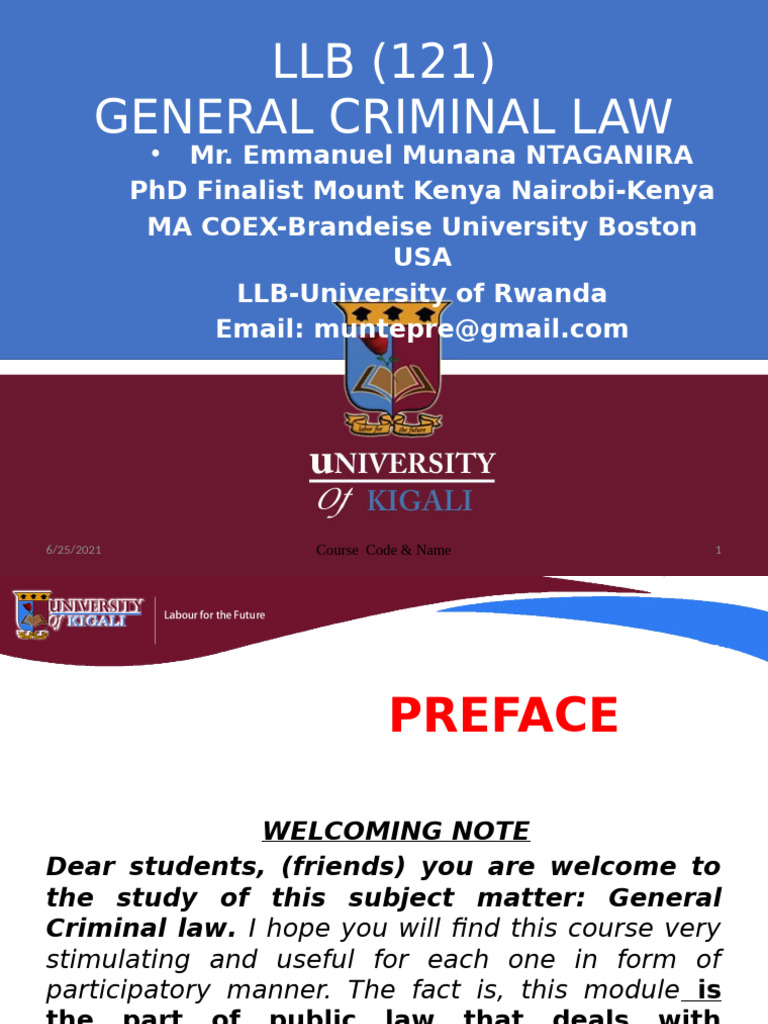 Introduction to General Criminal Law | PDF | Crimes | Crime & Violence