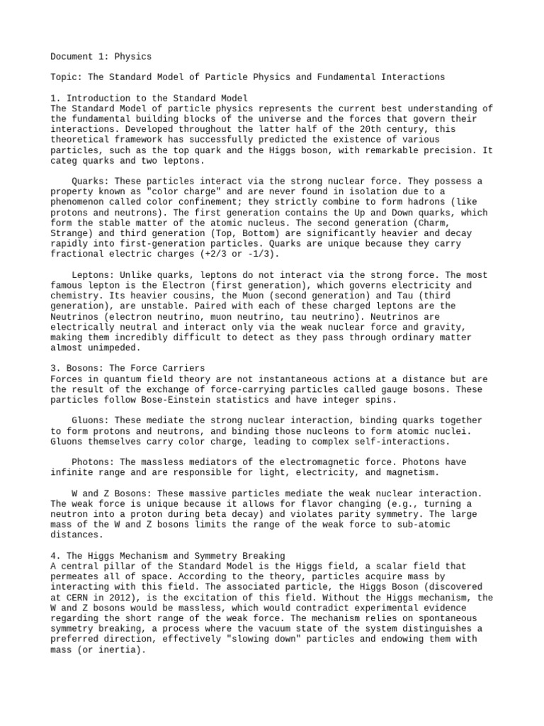 Standard Model of Particle Physics Explained | PDF | Elementary ...