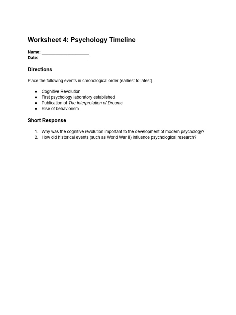 W4 Psychology Timeline | PDF