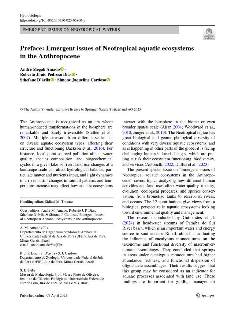 Neotropical Aquatic Ecosystems Issues | PDF | Ecology | Wetland