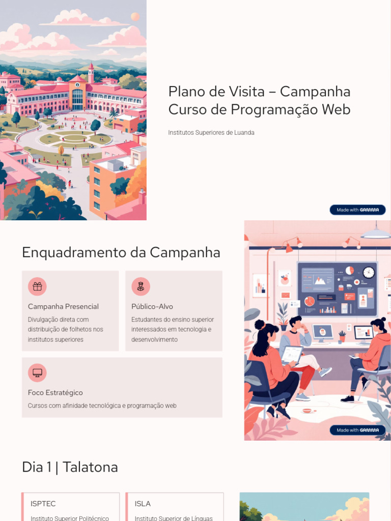 Plano de Visita Campanha Curso de Programacao Web | PDF | Angola