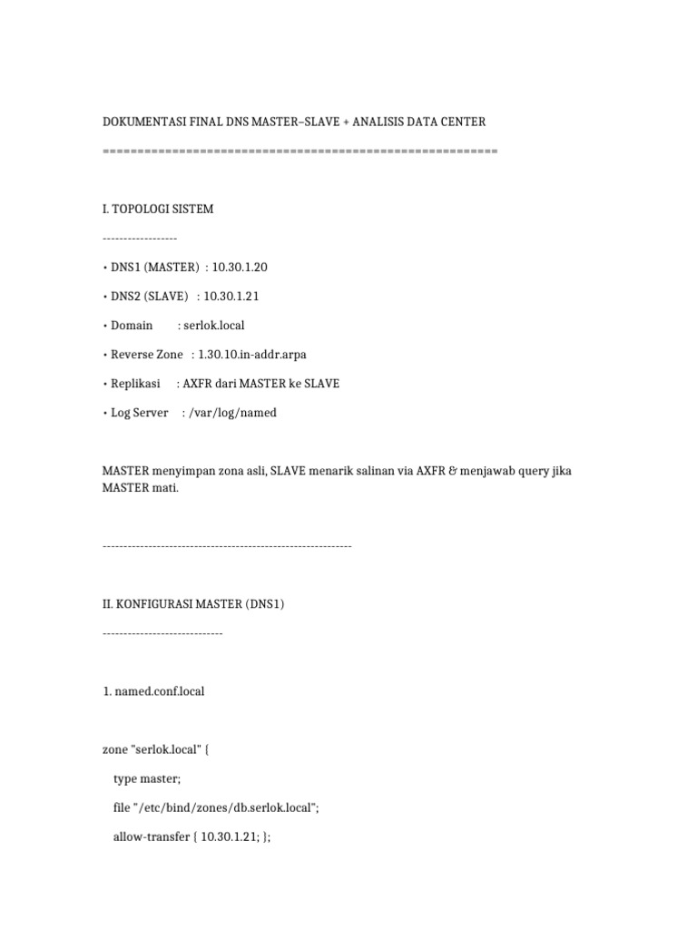 DNS Master-Slave Setup & Data Center Analysis | PDF | Domain Name ...