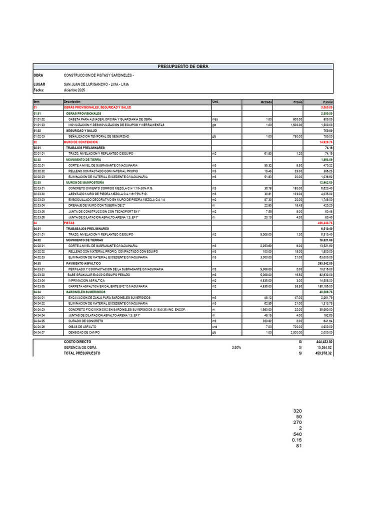 PRESUPUESTO DE OBRA ejecucion privada (1) | PDF