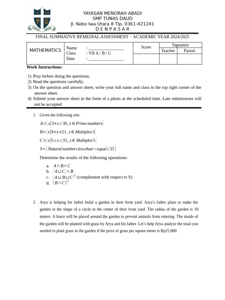 Final Summative Remedial Assessment | PDF