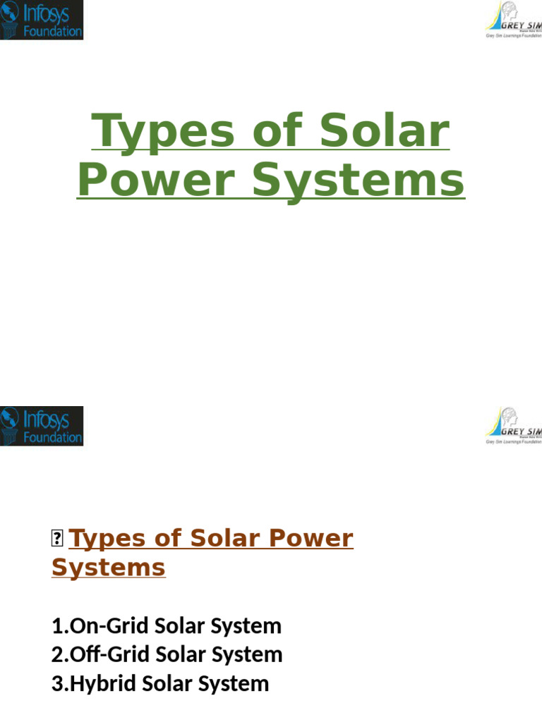 Types of Solar Power Systems_7 July | PDF
